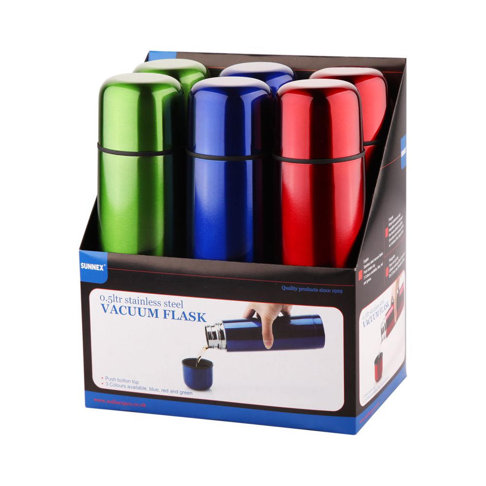 0.5L Stainless Steel Bullet Flask, Set of 6 (Red, Blue, Green) - Sunnex ...