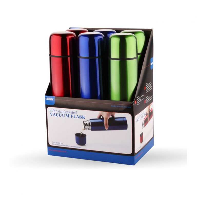 1.0L Stainless Steel Bullet Flask, Set of 6 (Red, Blue, Green) - Sunnex ...
