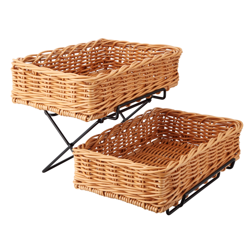 2-Tier Rack 45x26x22cm and 2 x Poly-rattan Basket 40x25x10cm - Sunnex ...