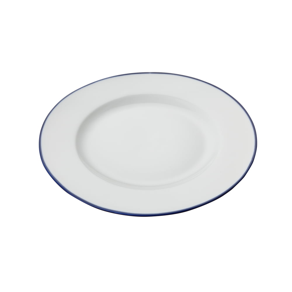 Blue Rim Porcelain Wide Rim Plate, 28cm/11inch - Sunnex Products Ltd.