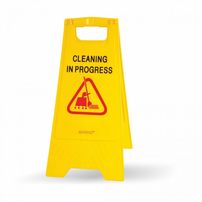 Polypropylene Floor Warning Sign, A Shape, 61cm, "CLEANING IN PROGRESS ...