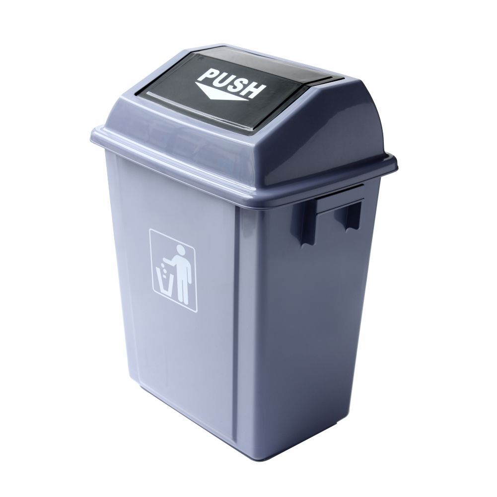 Polypropylene Push Cover Waste Bin, 20L, 34x24x45cm, Grey - Sunnex ...