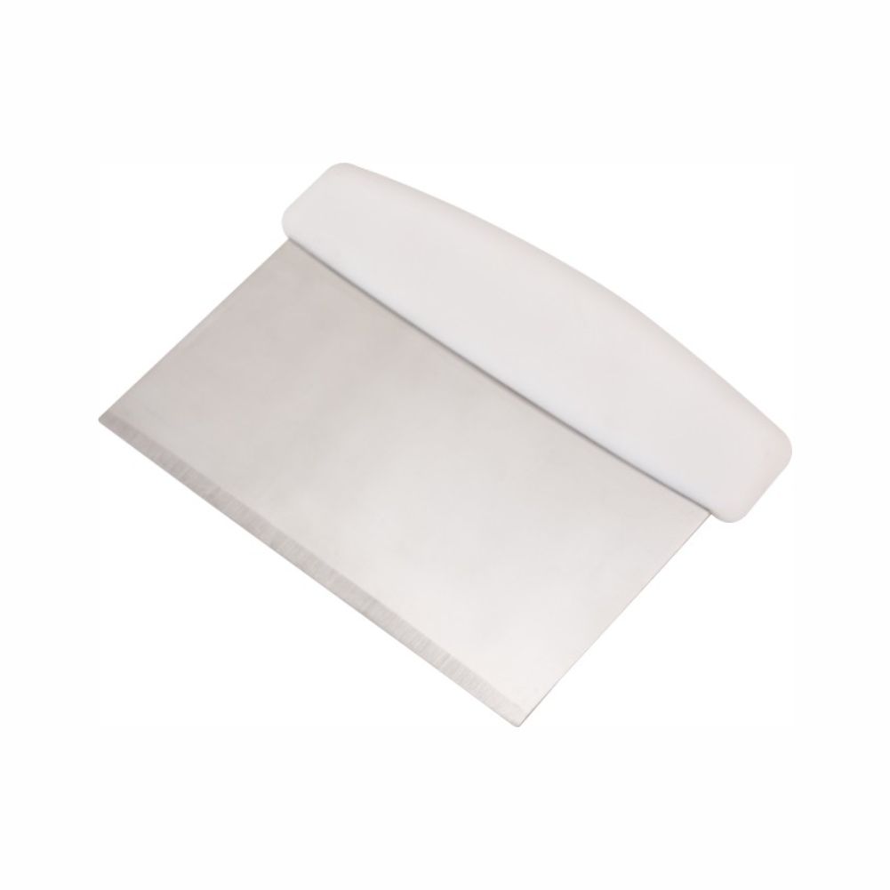 Stainless Steel Dough Scraper 8 x 16cm with White Plastic Handle (MPH ...